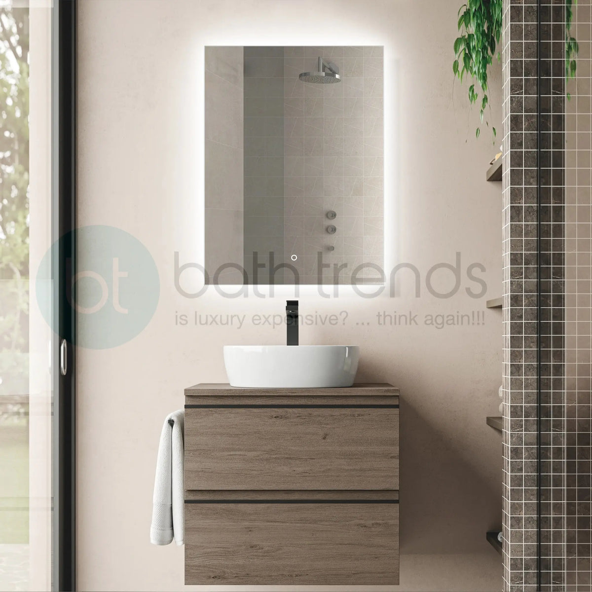 Aquamoon LED Mirror 4575 With Front Touch On/Off Botton, Square Framel ...