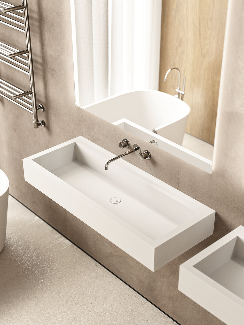 Aquamoon Venice 24" Integrated /Countertop White Infinity Sink - Bath