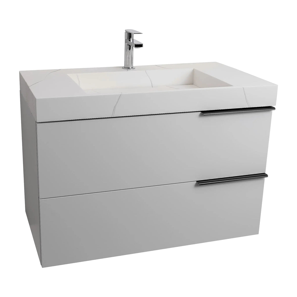 Mallorca 35.5 Matte White Cabinet, Solid Surface Matte White Top Carra ...